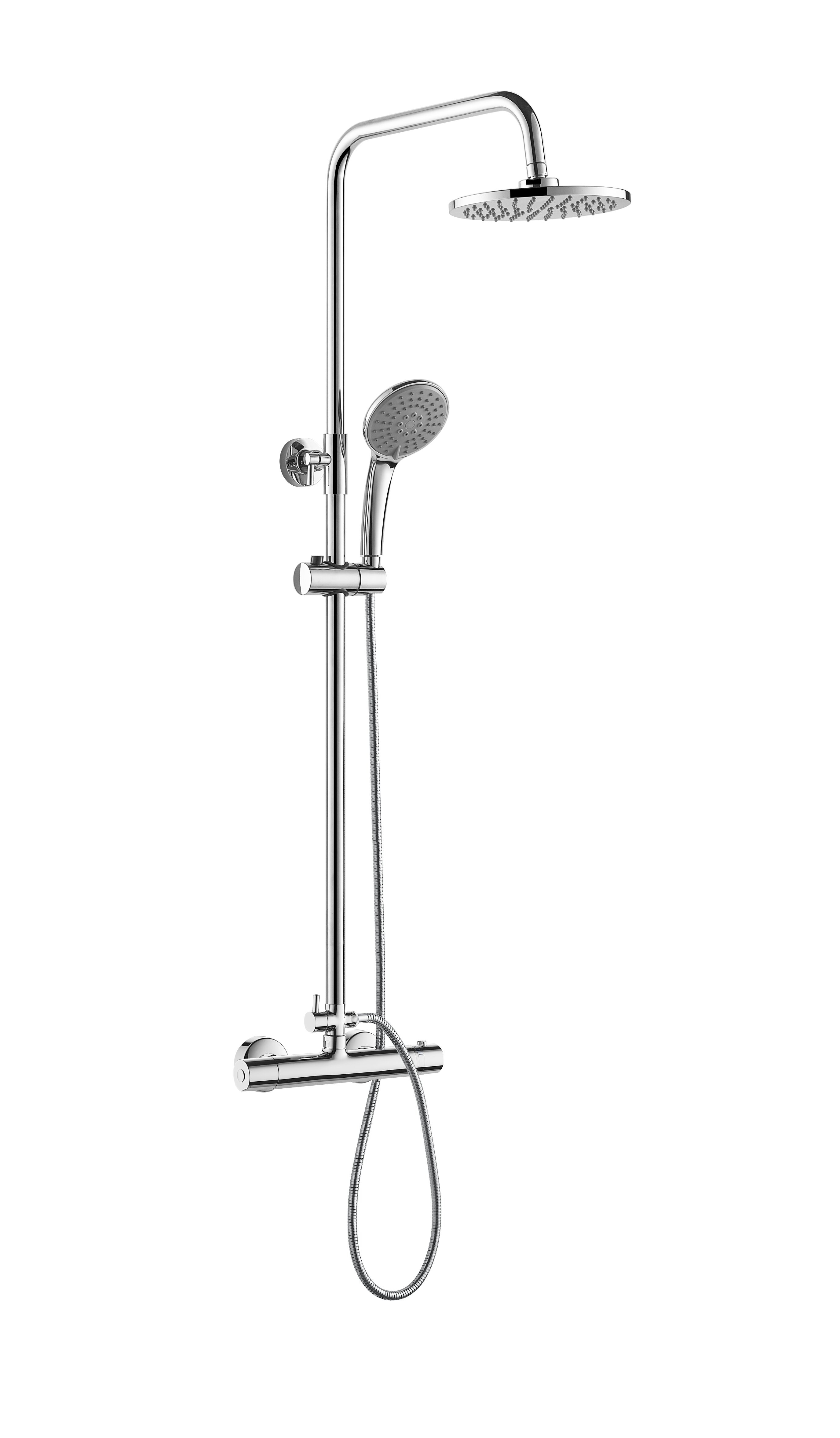 Modern Thermostatic Shower Column Set 97cm-130cm Round Shower Head Wall ...